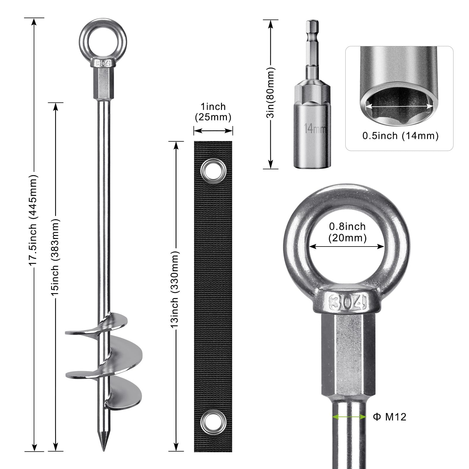 Snapklik.com : Insaga Fully Welded Ground Anchors, 18 Spiral Earth ...