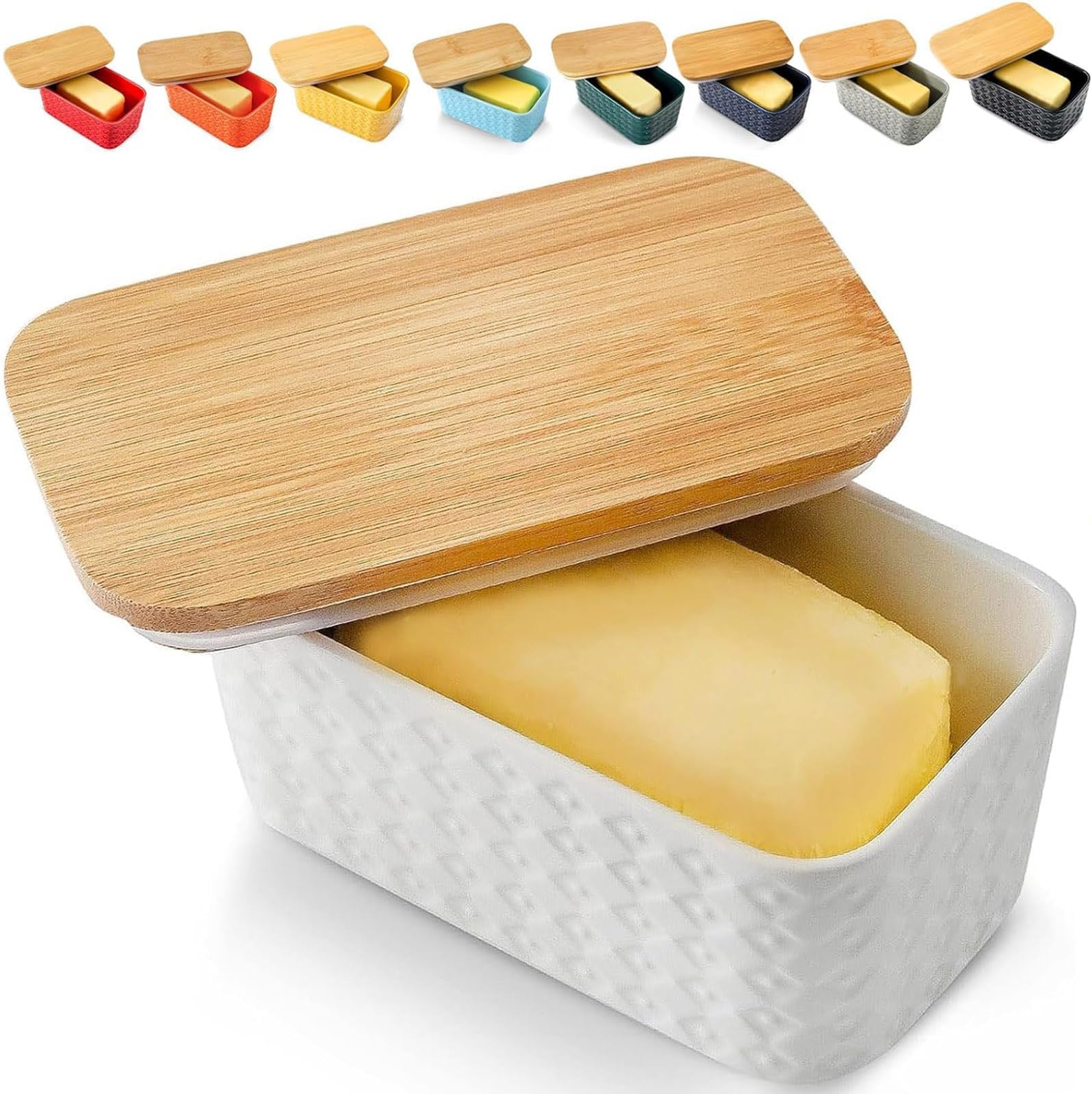 Amazon.com | Butter Dish with Airtight Bamboo Lid for Countertop ...