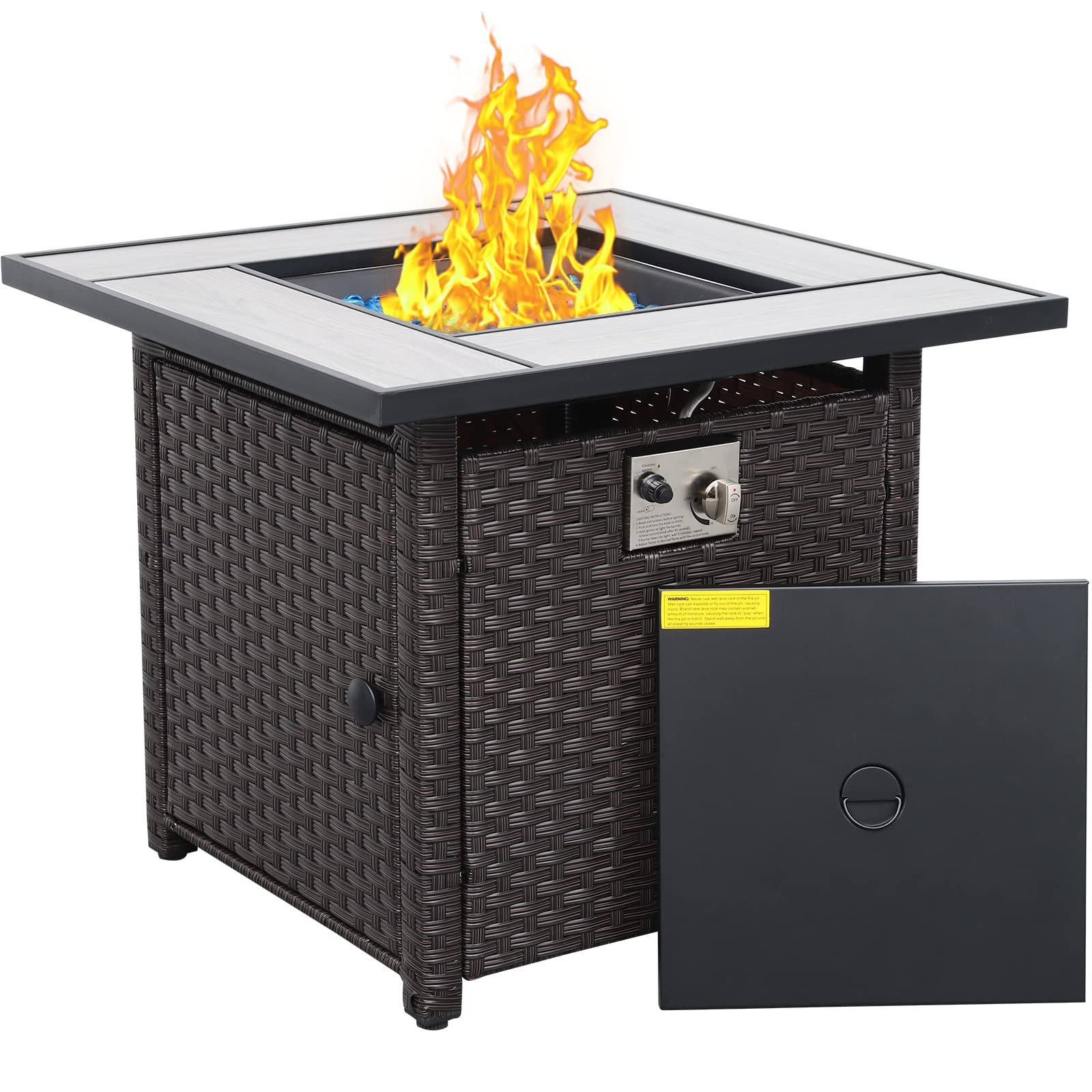 Snapklik.com : 50000 BTU Brown Wicker Gas Fire Pit Outdoor Fire Pit ...