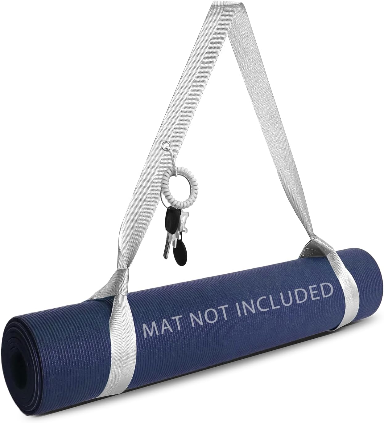 Amazon.com: Yoga Mat Strap with Carabiner Clip, Adjustable Carrier for Yoga Mats, Silver Gray ...