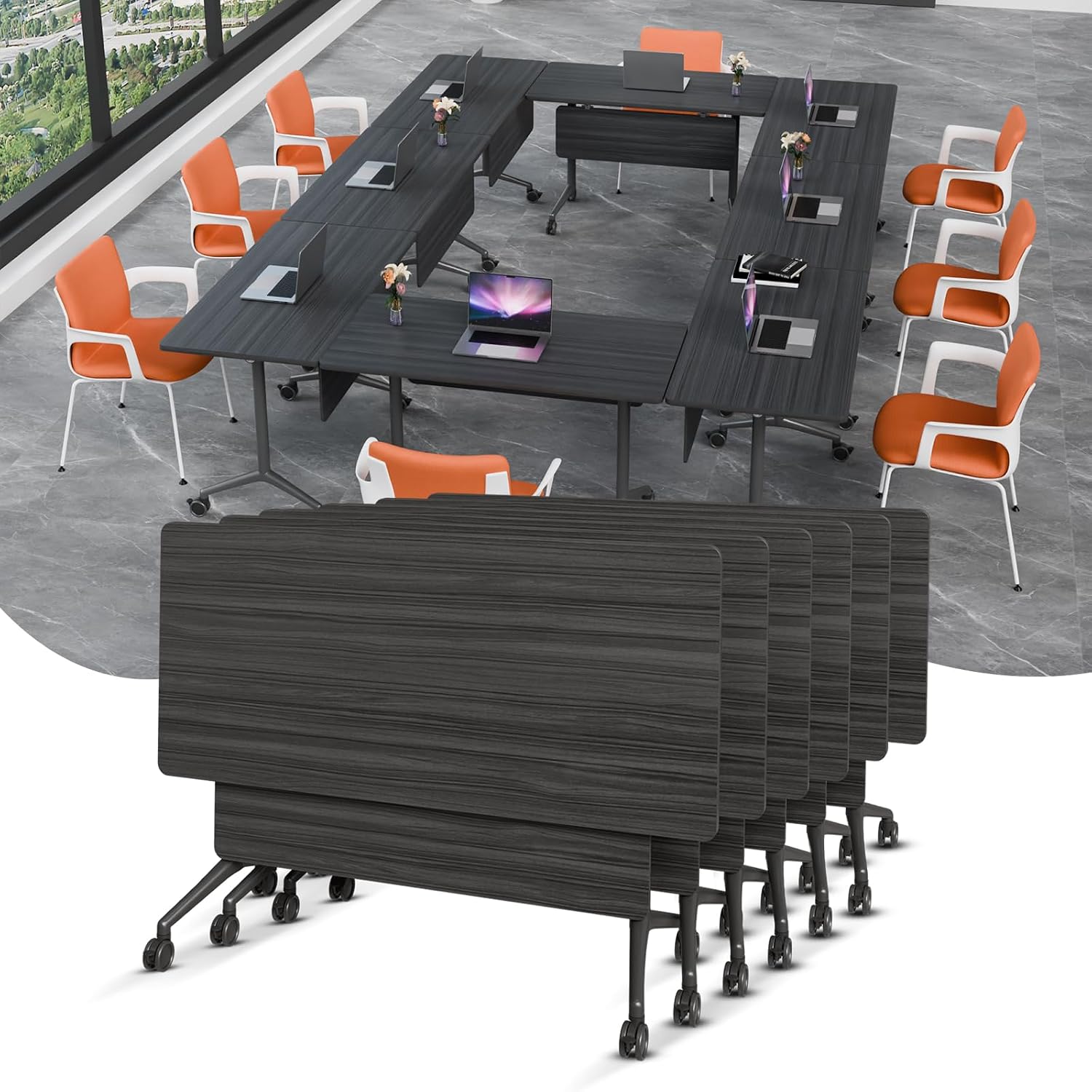 Amazon.com: IEDZBEQ Folding Conference Room Tables on Wheels - Mobile ...