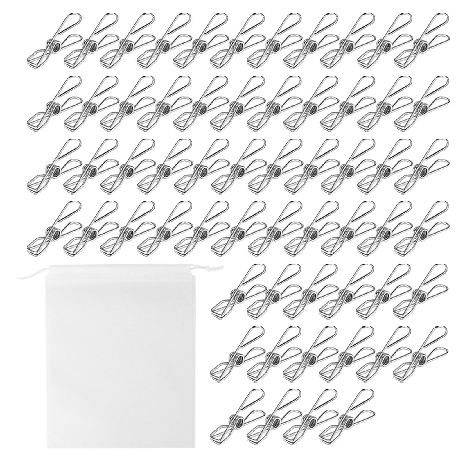 61 Pcs Stainless Steel Clothes Pegs Chip Clips,Laundry Pegs,Laundry ...