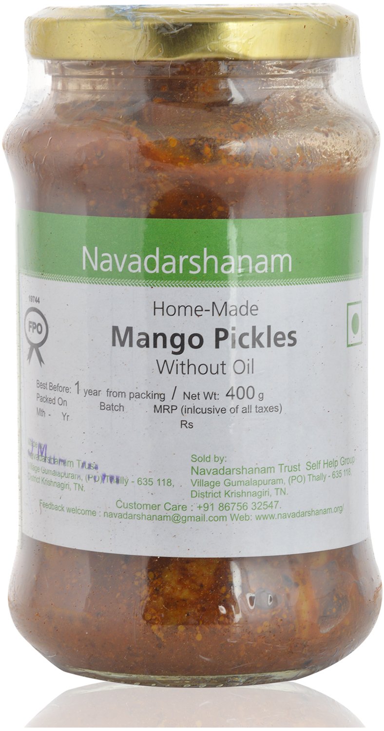 Navadarshanam Homemade No Oil Mango Pickle, 400 Grams : Amazon.in ...