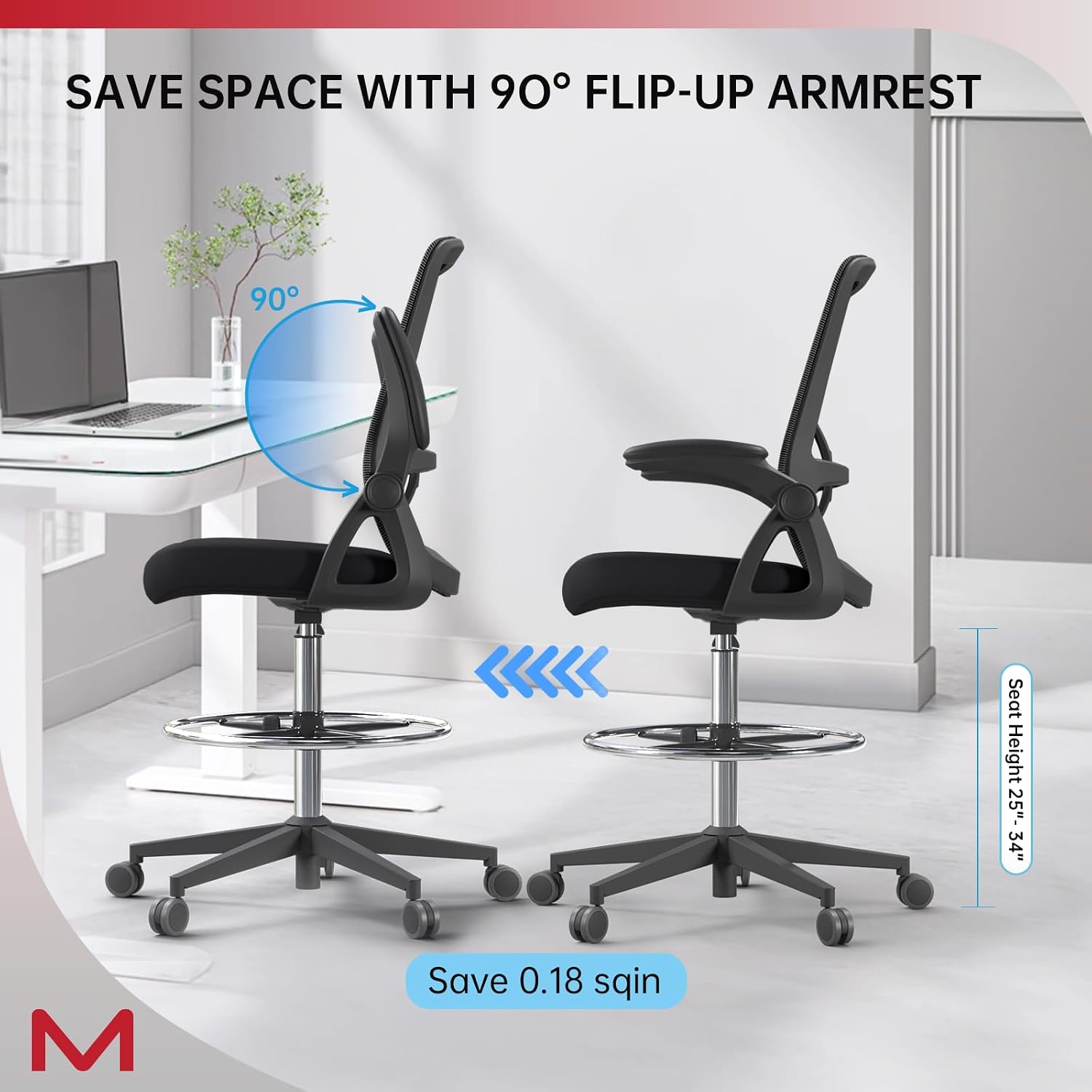 Drafting Chair Mesh Tall Office Chair Barstool Nepal | Ubuy