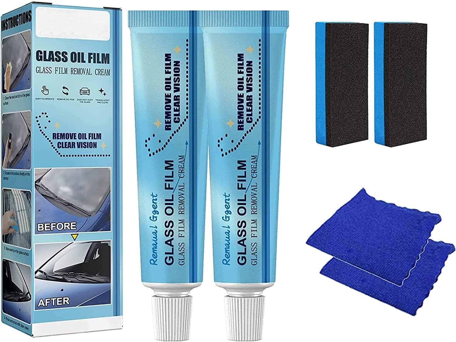 Car Glass Oil Film Cleaner, Auto Car Glass Polishing Degreaser Cleaner ...