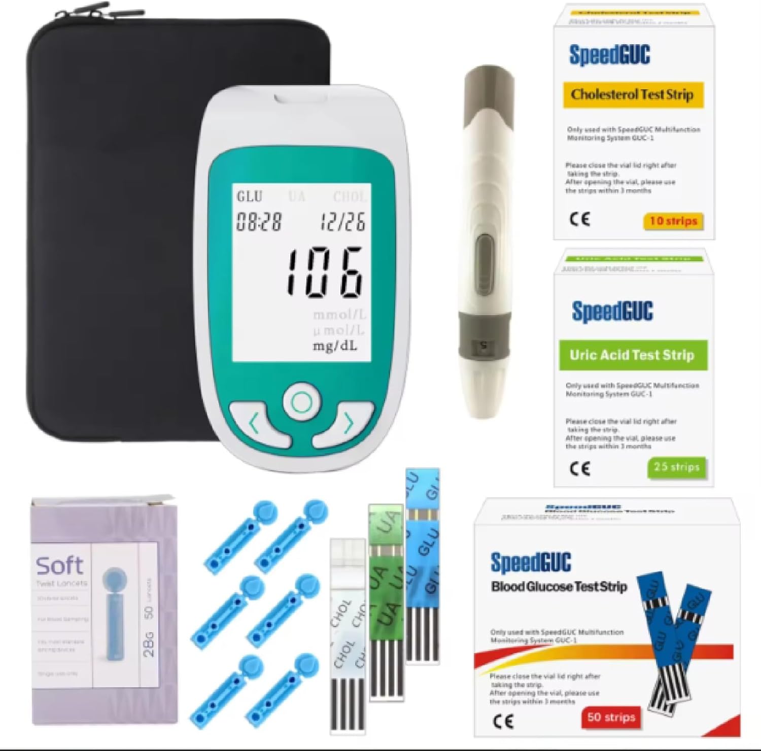 Kadxyan 3 in 1 Blood Tester Cholesterol Monitor Uric Acid Monitor Blood ...