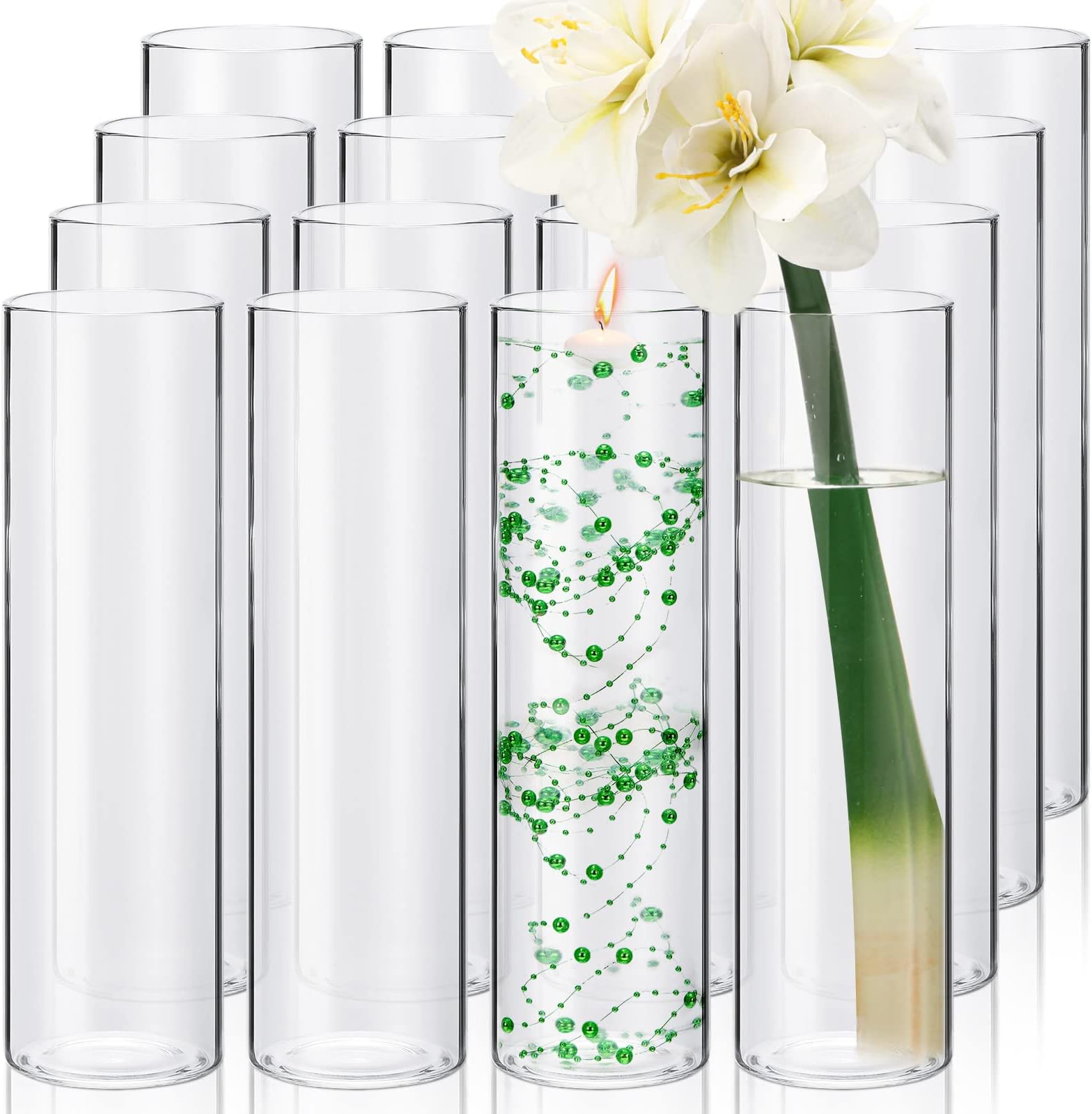 Amazon.com: 36 Pcs Glass Cylinder Vases for Centerpieces Bulk Clear ...