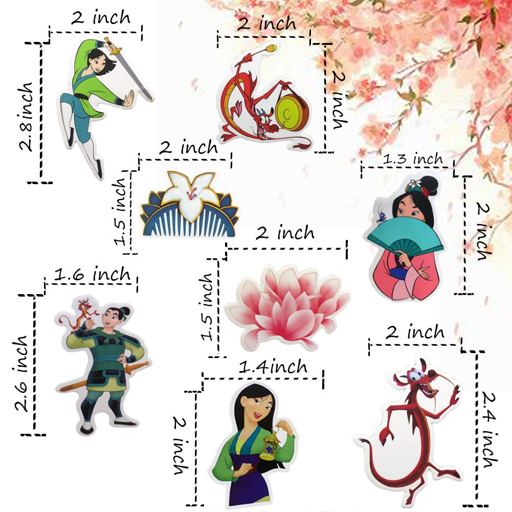 Buy Newmemo Mulan Cupcake Toppers 24pcs, Princess Mulan and Dragon ...