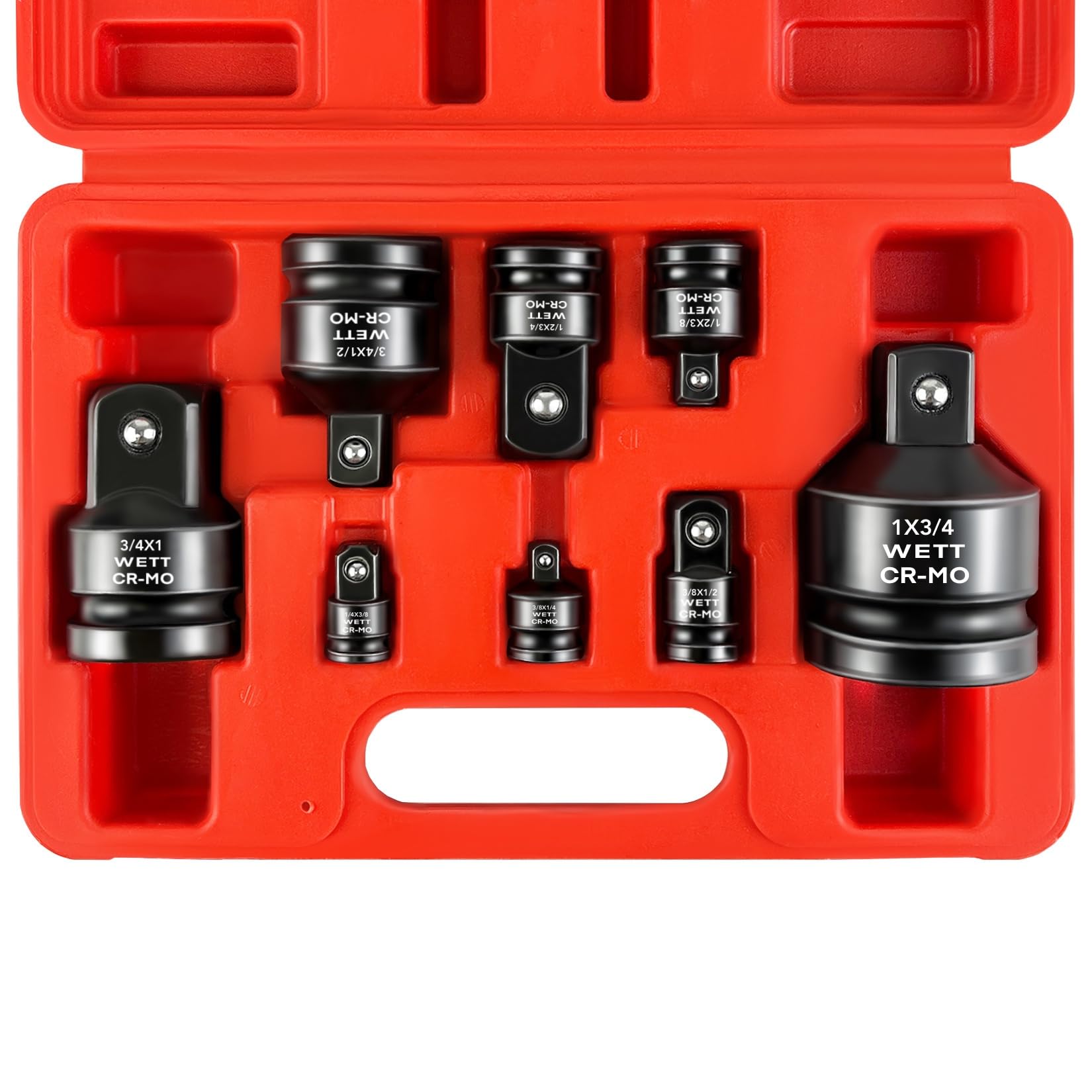 WETT Impact Socket Adapter and Reducer, 8-Piece 1" 3/4" 1/4" 3/8" 1/2 ...