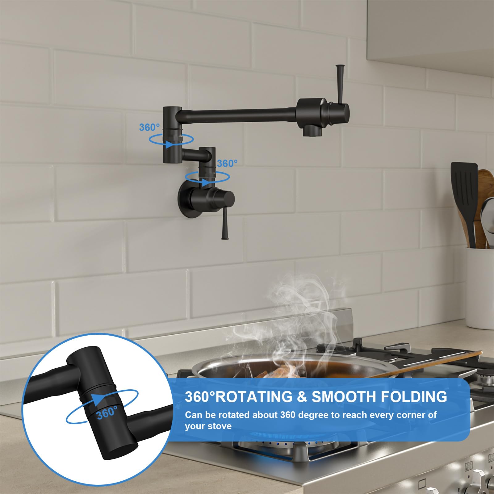 Snapklik.com : Lordear Black Pot Filler Faucet Solid Brass Pots Filler ...