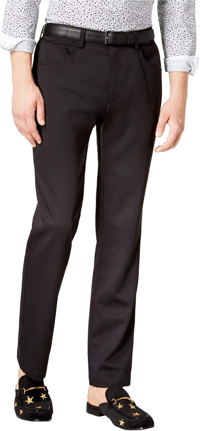 INC International Concepts Men's Shiny Slim-Fit Stretch Pants Black ...
