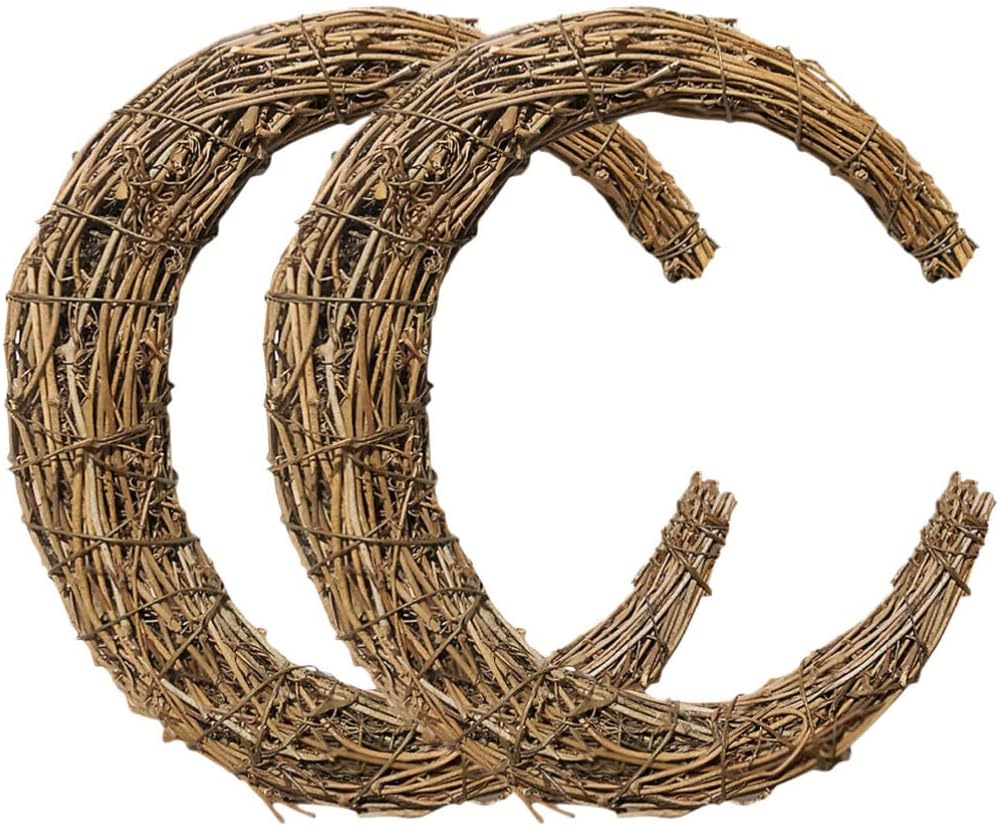 Amazon.com: Grapevine Moon Wreath DIY Rattan Yule Wreath Moon Shape, 11 ...