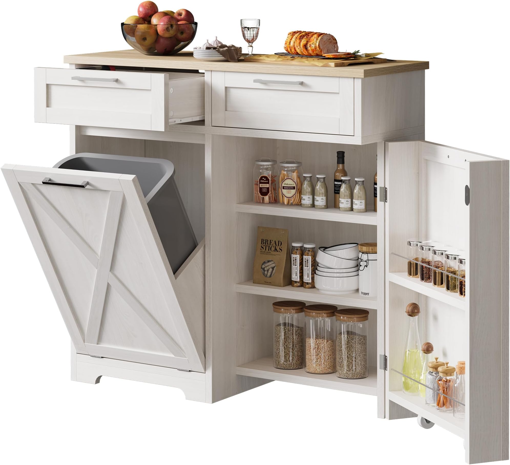 Amazon.com: Giantex Tilt Out Trash Cabinet 11 Gallon, Wooden Laundry ...