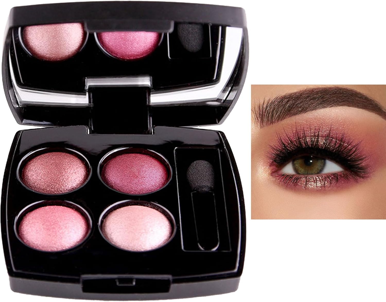 4 Color Pink Brown Eyeshadow Palette Make-Up Palettes with Mirror ...
