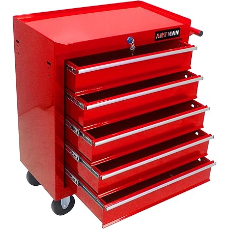 Amazon.com: 5 Drawers Rolling Tool Box，Tool Chest on Wheels, Lockable ...