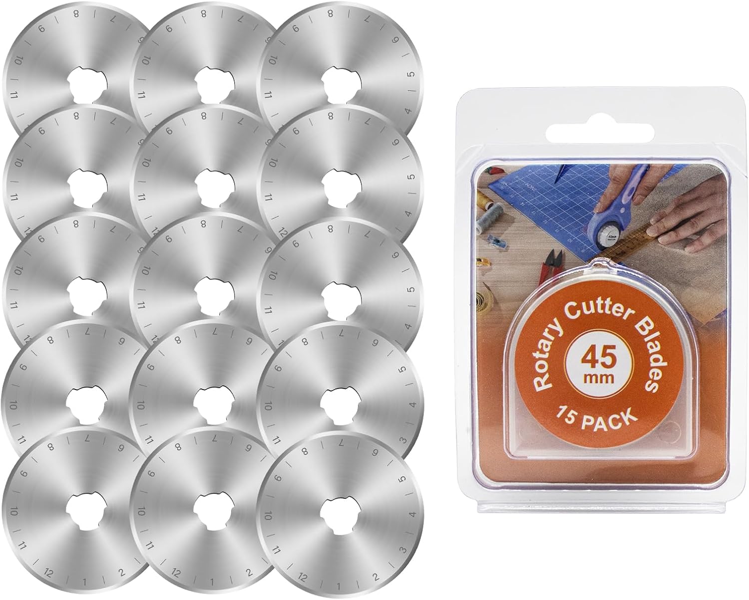 Amazon.com: 45mm Rotary Cutter Blades 15 Pack: Sharp and Durable ...