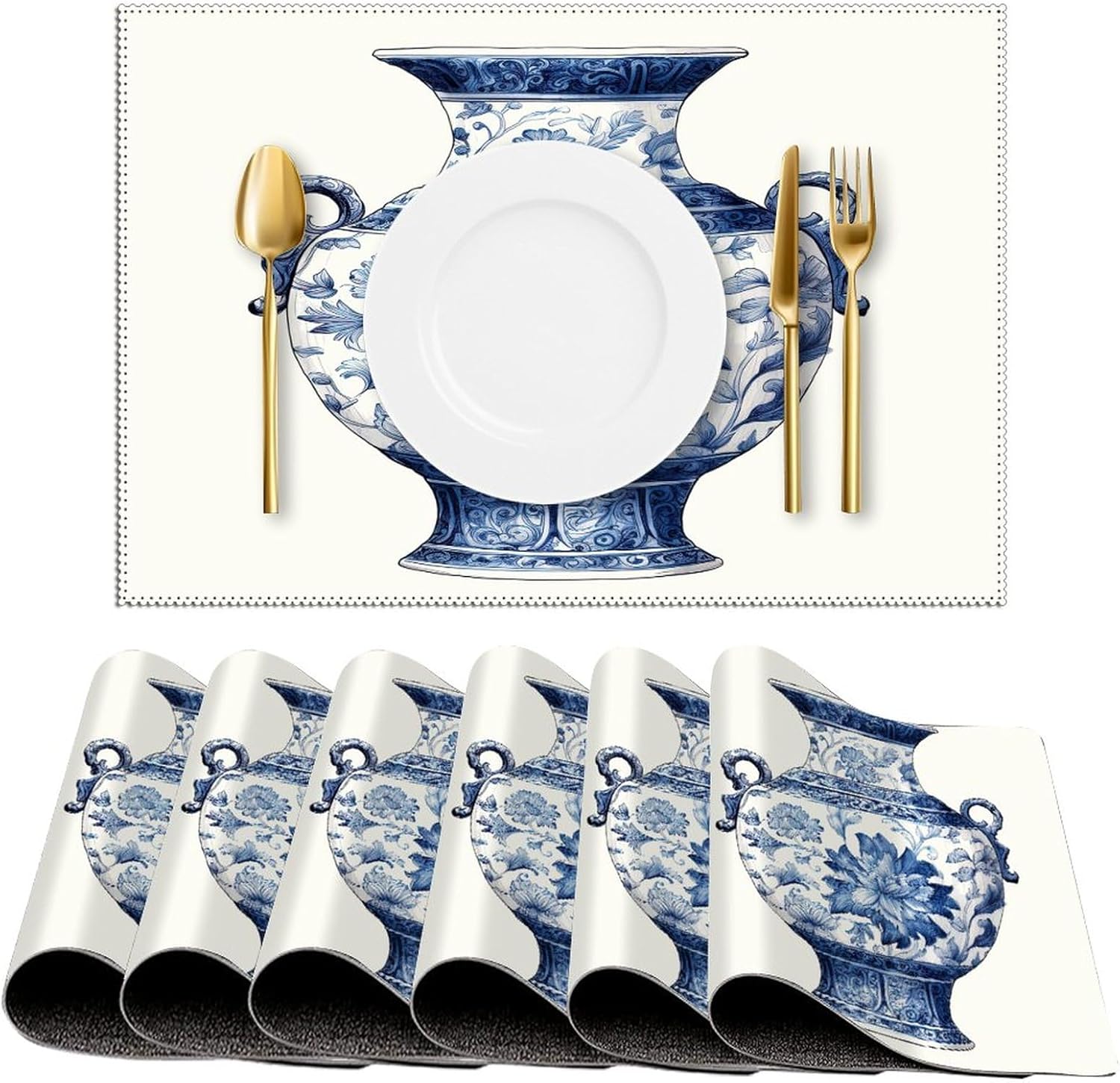 Amazon.com: Chinese Style Chinoiserie Blue and White Porcelain Vase ...