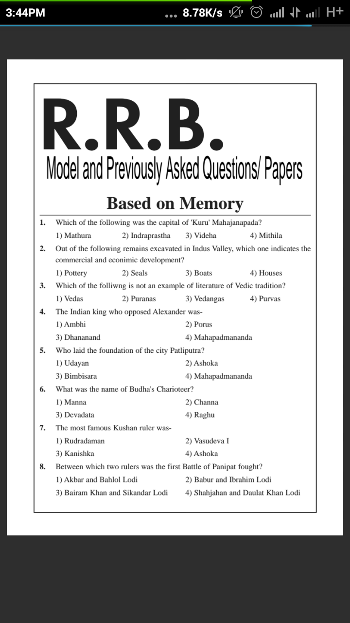 Railway Recruitment Board RRB Exam Model Questions - App on Amazon Appstore