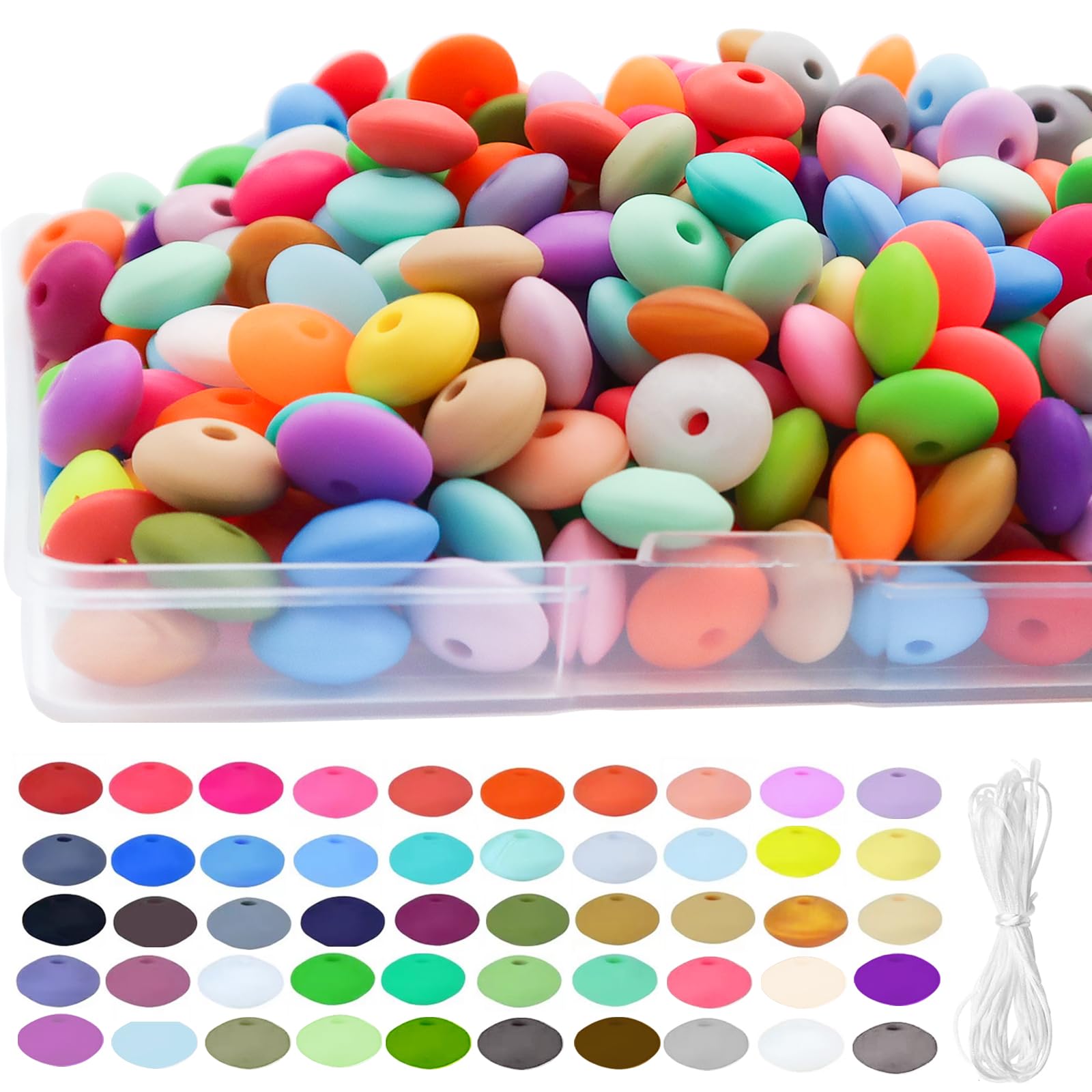 Amazon.com: LET'S BEADING 300Pcs Silicone Lentil Beads 12mm 50 Colors ...