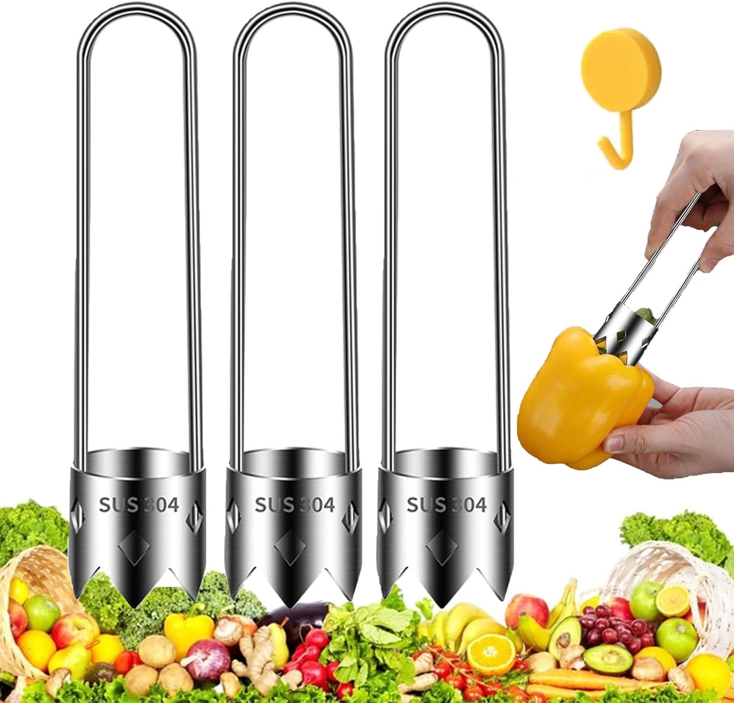 Amazon.com: 2 PCS Fruit and Vegetable Corer Tool,Red Bell Pepper Seed ...