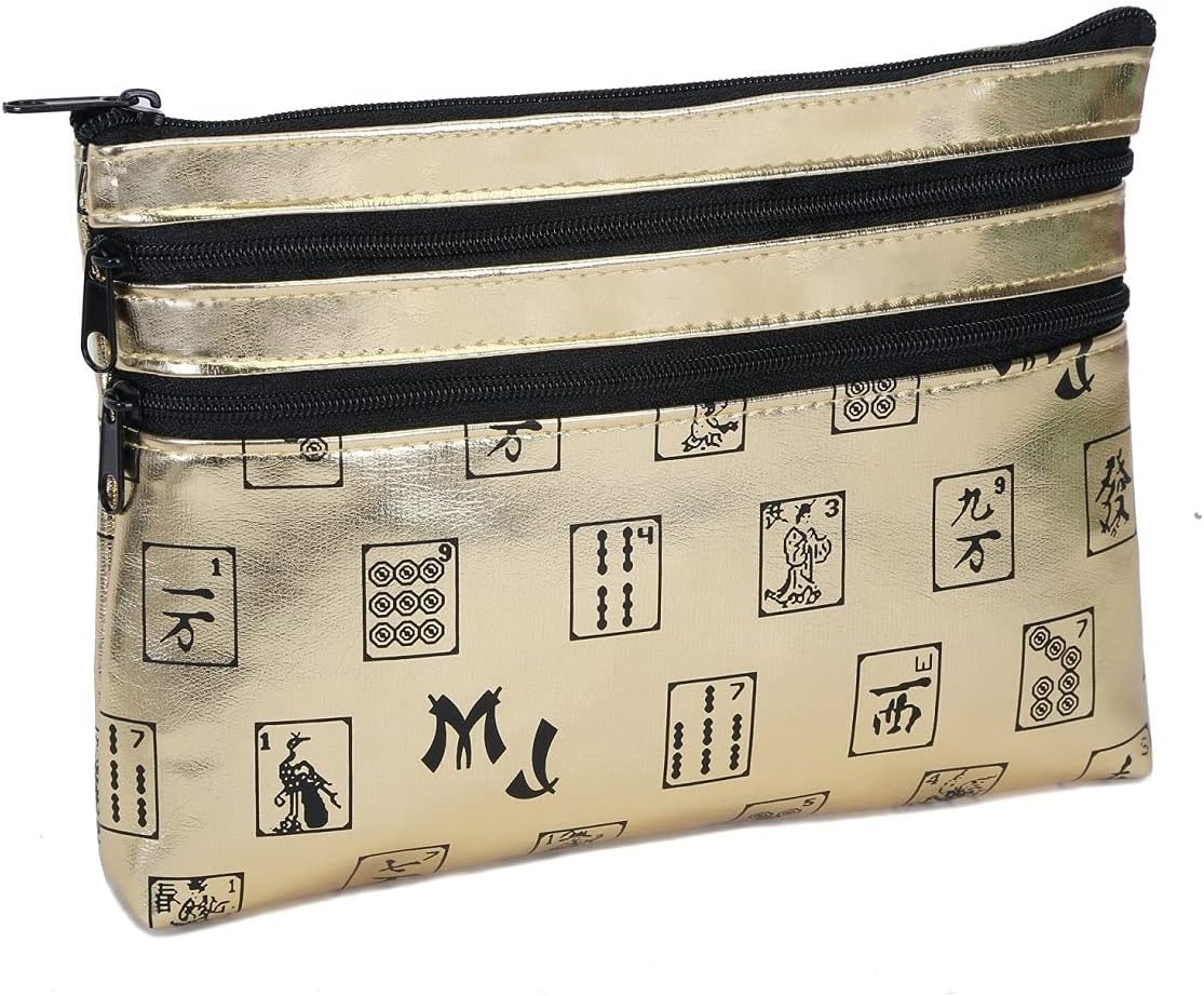 Amazon.com: Mah Jongg Direct Gold Pattern 3-Zipper Purse, holds 2025 ...