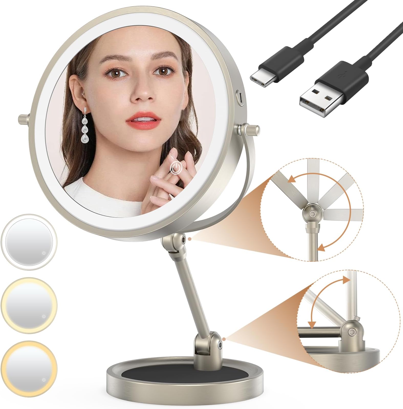 Amazon.com - WinkleStar Makeup Mirror with 3 Lights Modes, Light up ...