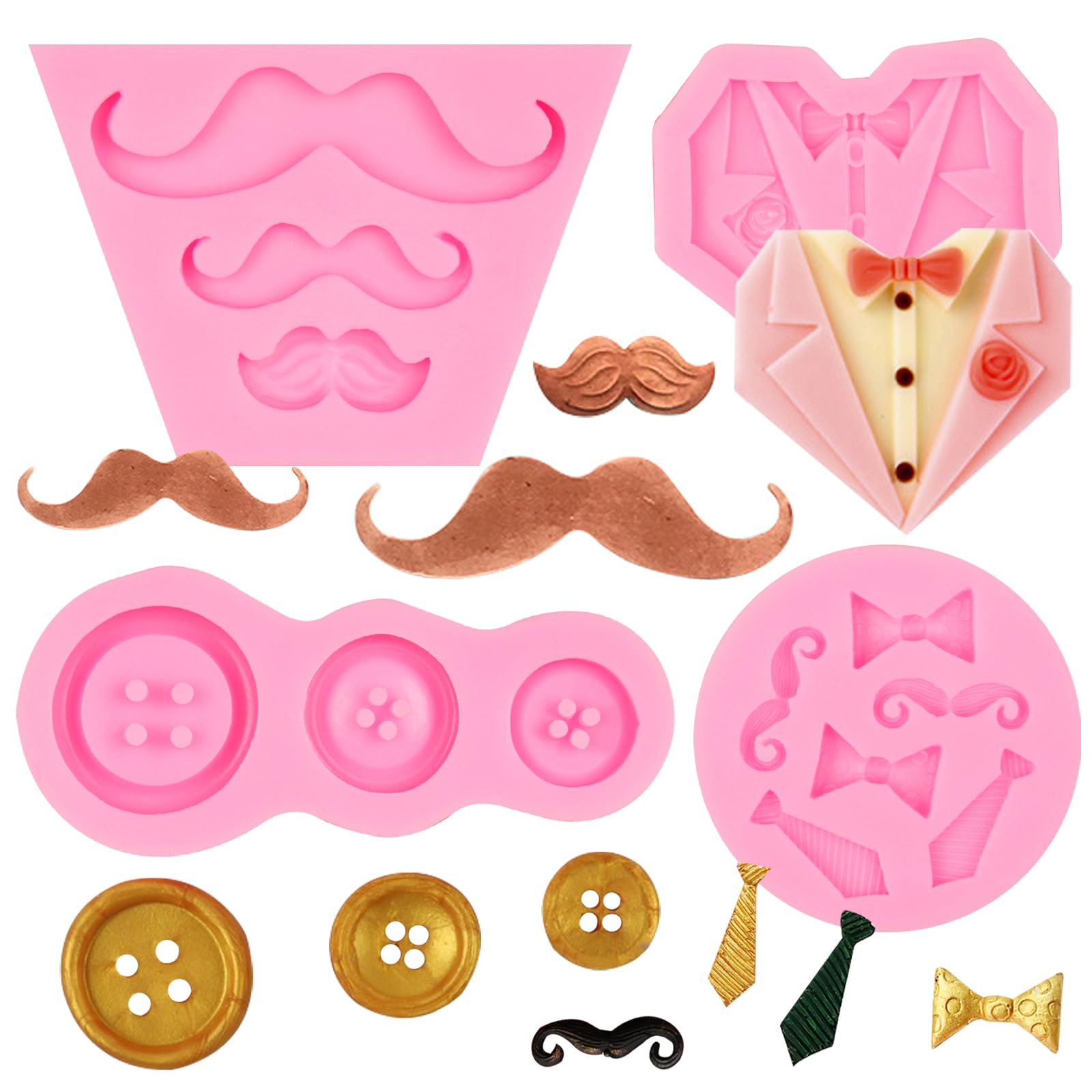 Amazon.com: Father's Day Bow Tie Silicone Molds 4 Pcs, Dad Beard ...