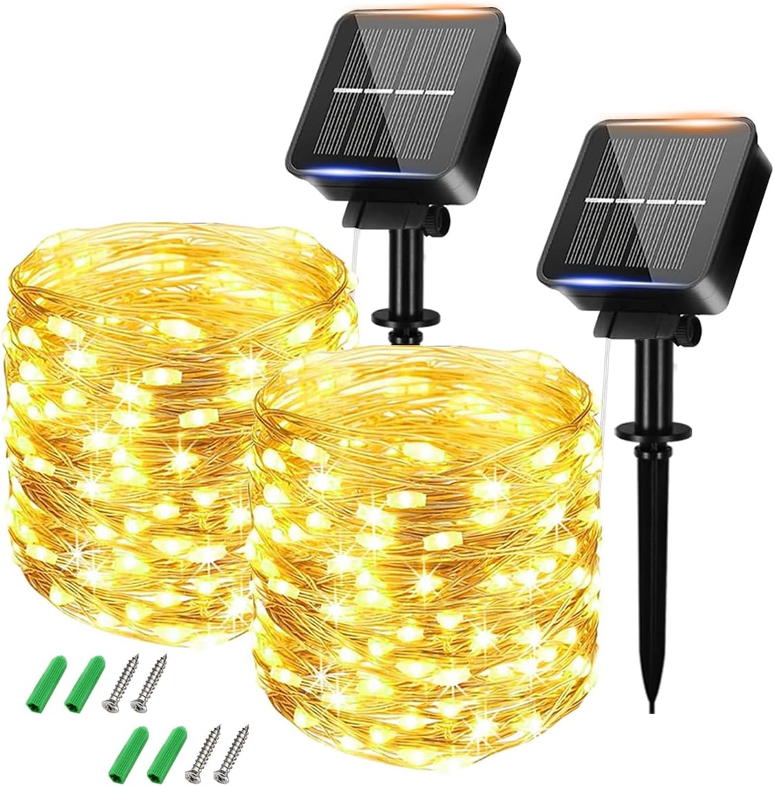 98FT 260LED Solar String Lights Outdoor Garden Waterproof,[2Pack]Total ...