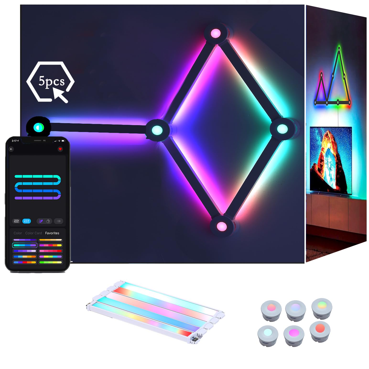 Amazon.com: HEDCINLT RGB Wall Light lines, Smart Gaming LED Lights DIY ...