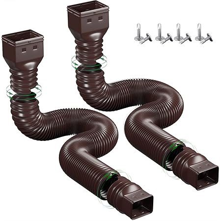 Plusgutter Brown 2-Pack Rain Gutter Downspout Extensions Flexible ...