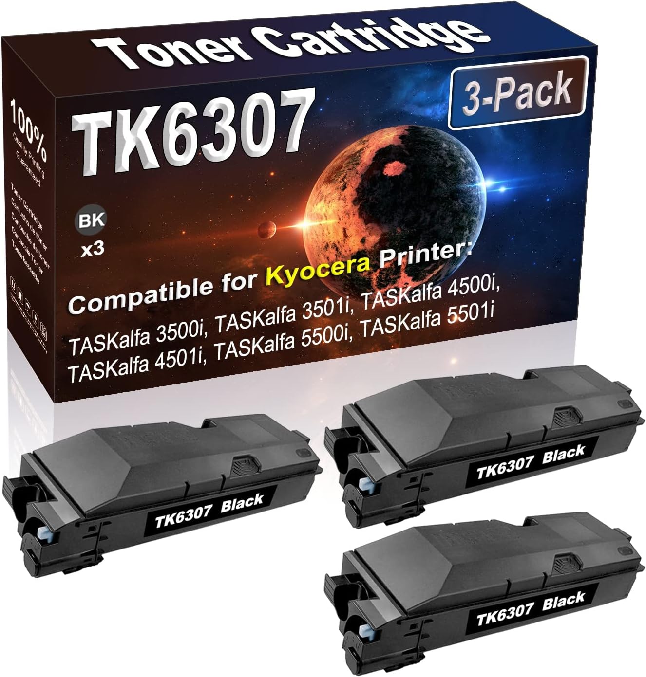 Amazon.com: Jullu 3-Pack (Black) Compatible TK6307 TK-6307 TK-6307K ...