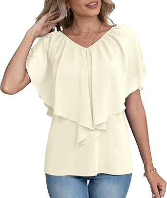 Jouica Woman's Summer Cold Shoulder Chiffon Tank Tops Sleeveless ...