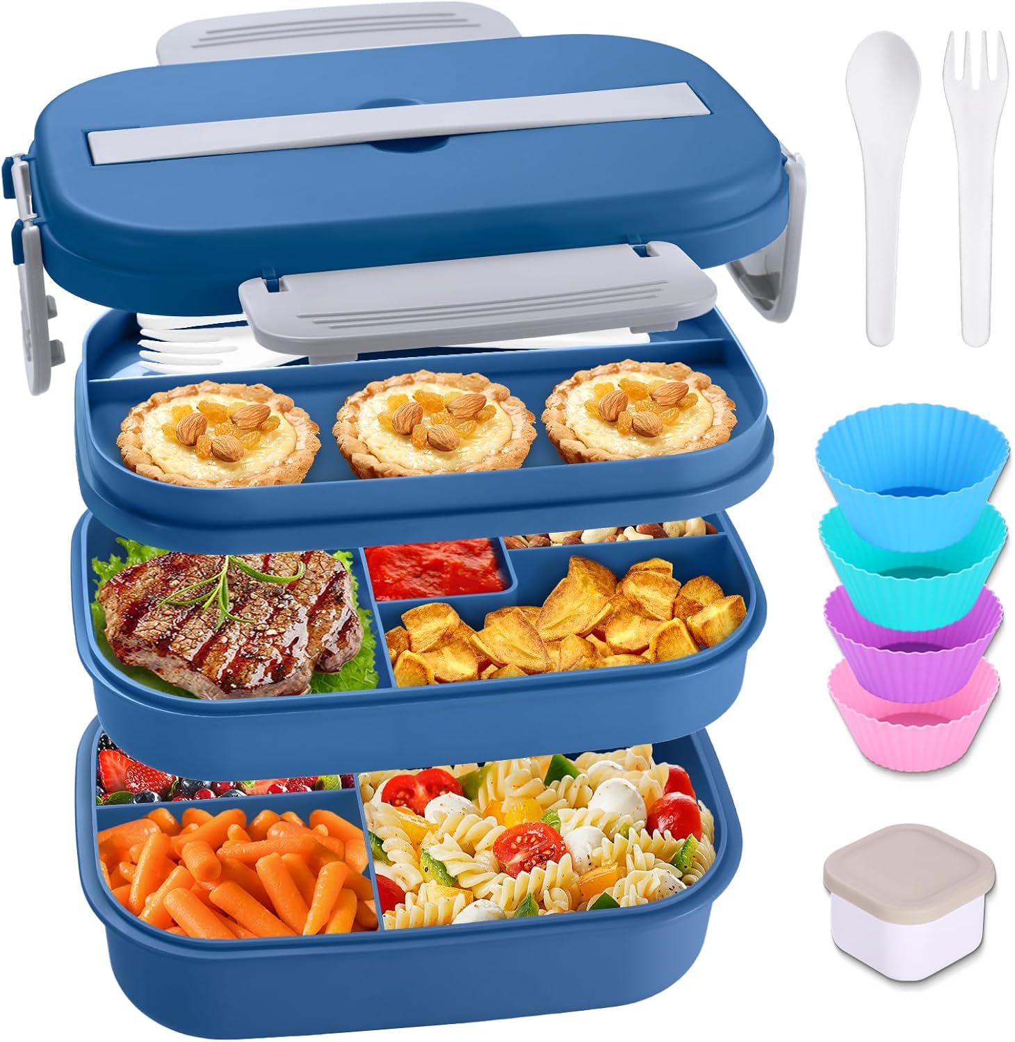 Bento Box Adult Lunch Box, Stackable Bento Lunch Container for Adults ...