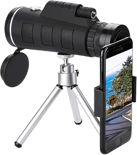 Shiusina Trípode monocular de 40 x 60 + clip HD telescopio óptico ...