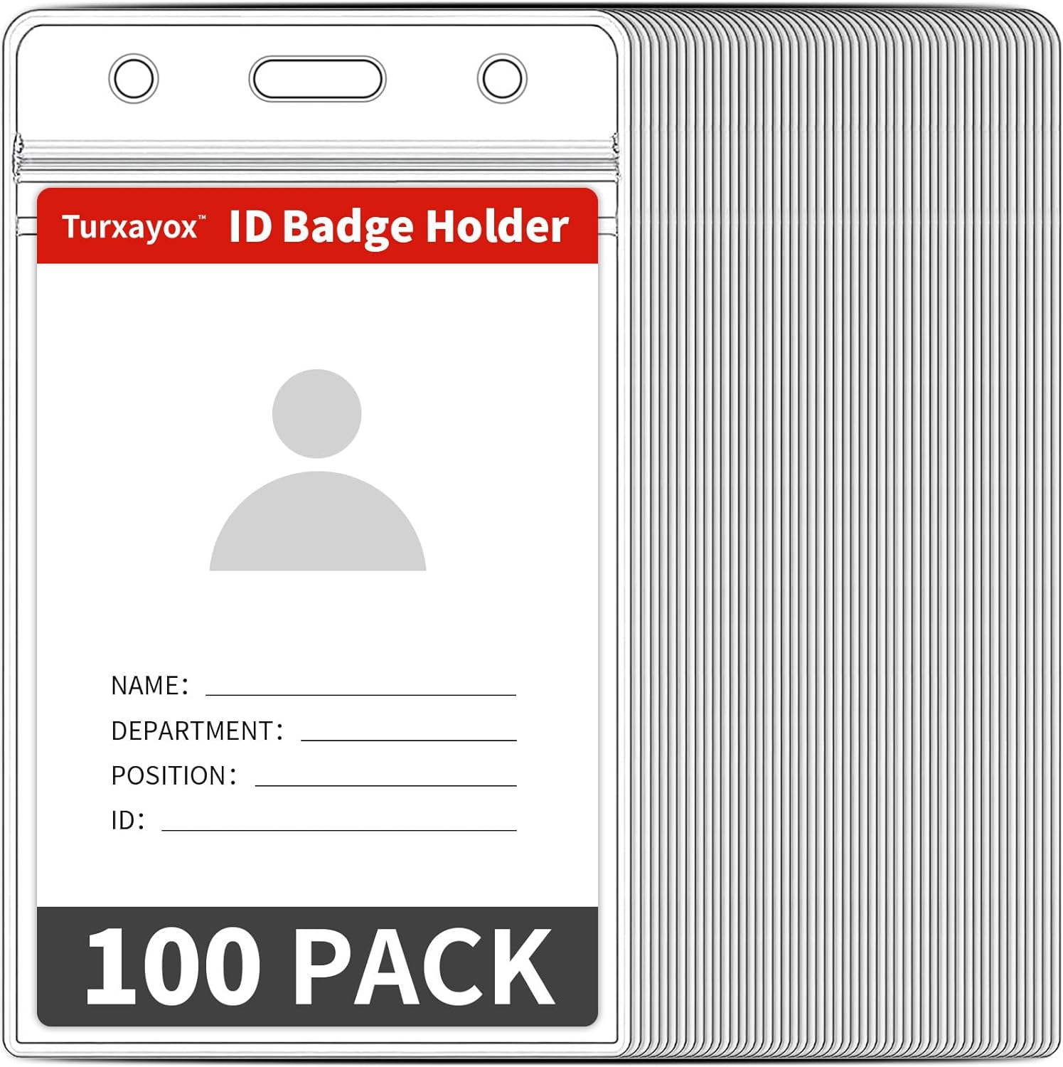 Amazon.com : Turxayox 100 Pcs Clear ID Badge Holder, Vertical Plastic ...