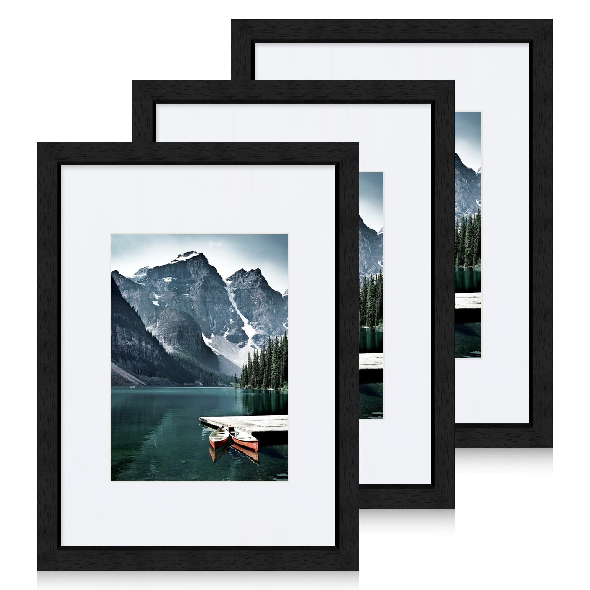 Amazon.com - Hongkee 9x12 Black Picture Frames set of 3, Made of Wooden ...