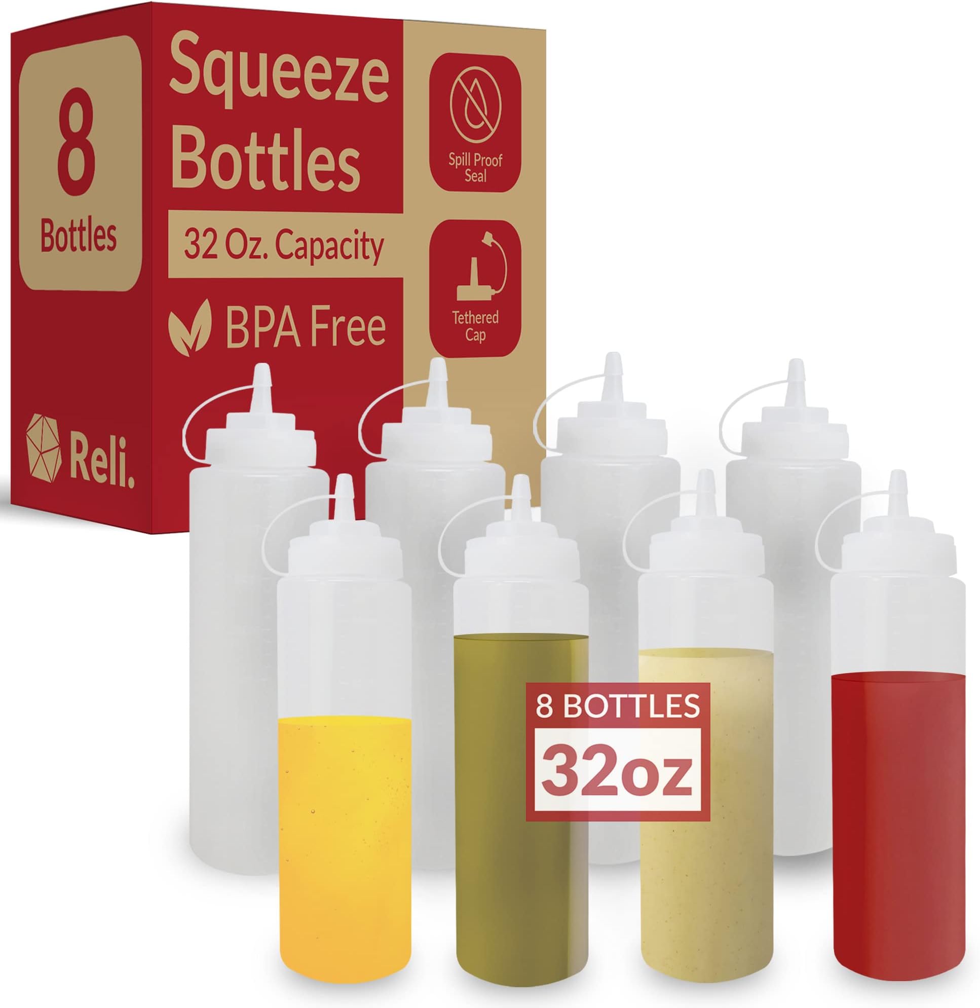 Amazon.com: Katfort Squeeze Bottles for Sauces 2 Pack, 32 Ounce 1000ml ...