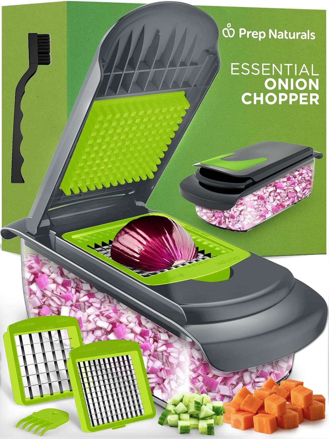 PrepNaturals 4 in 1 Vegetable Chopper with Container, Veggie Chopper ...