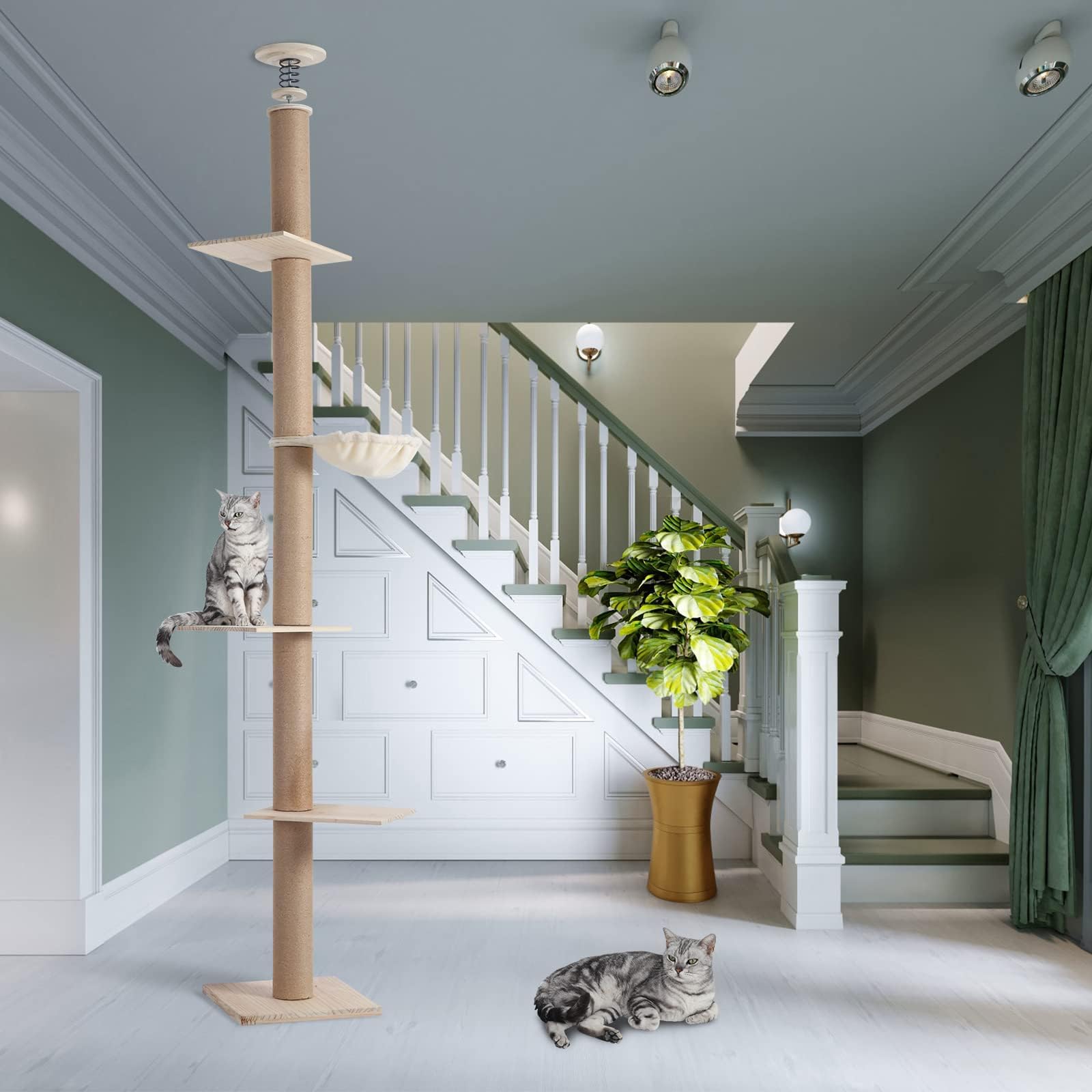 Amazon.com : LUCKUP Floor to Ceiling Cat Tree 5-Tier Cat Tower for ...