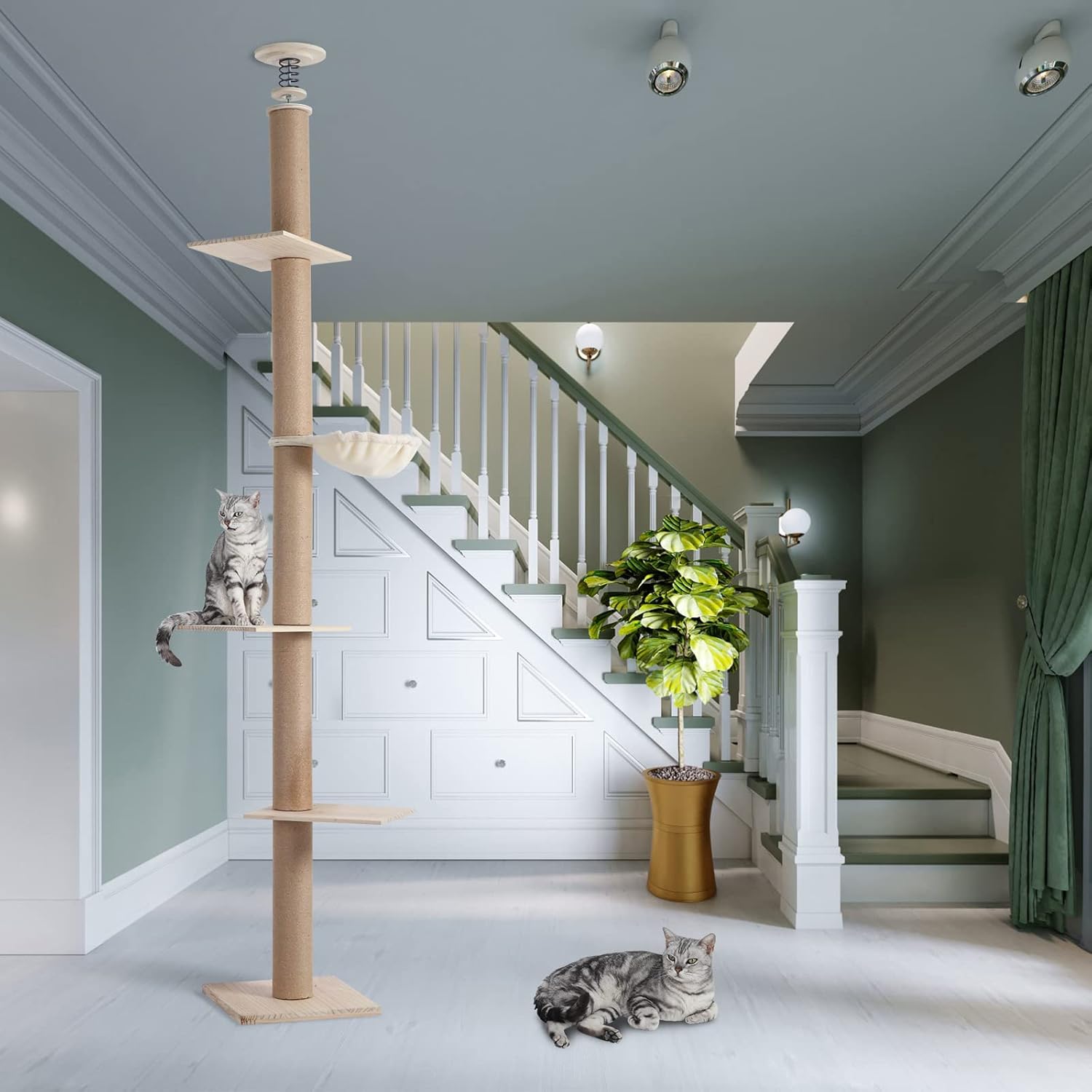 Amazon.com: LUCKUP Floor to Ceiling Cat Tree 5-Tier Cat Tower for ...