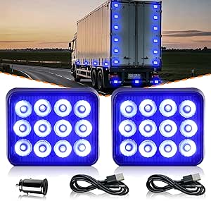 Amazon.com: Nrgedzam 2PCS LED Blue Strobe Lights, Rechargeable Flashing ...