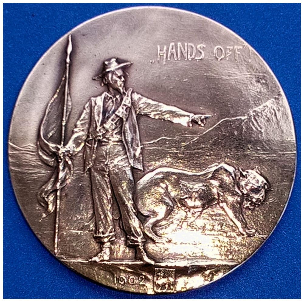 1902 Sheep SPECTACULAR 1902 ANGLO-BOER WAR "HANDS OFF" MEDAL De Wet/De ...