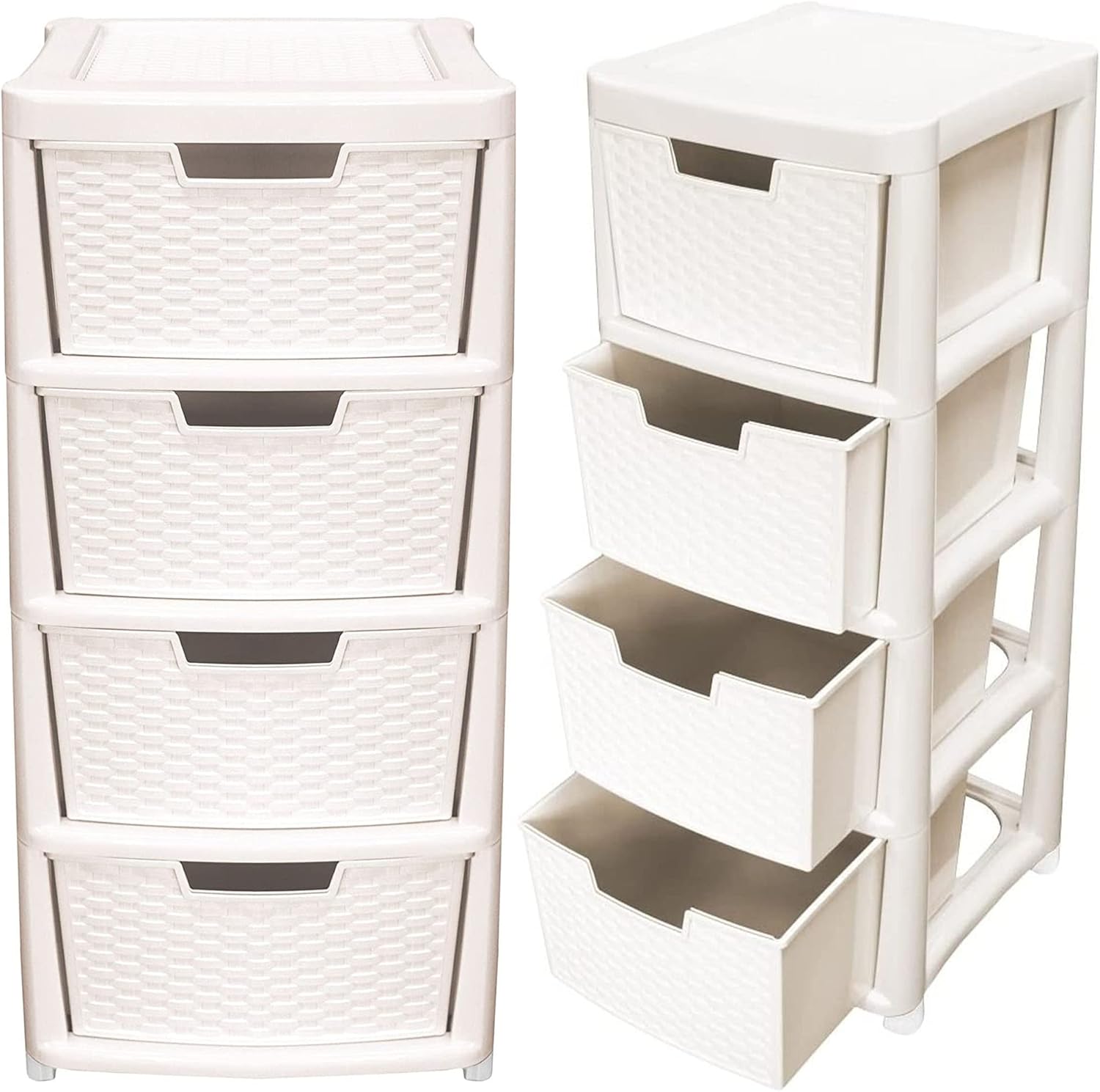 Rattan Cream Large 4 Drawer Plastic Modular Storage Tower Perfect for ...