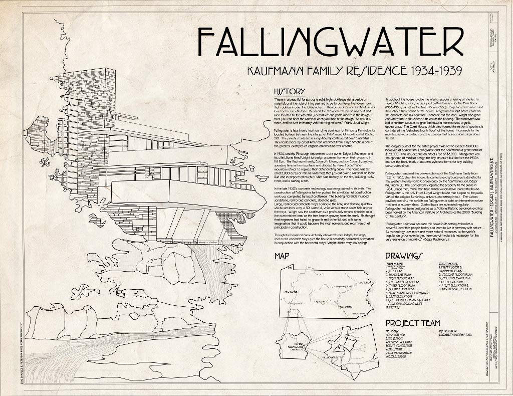 Falling Water Blueprints