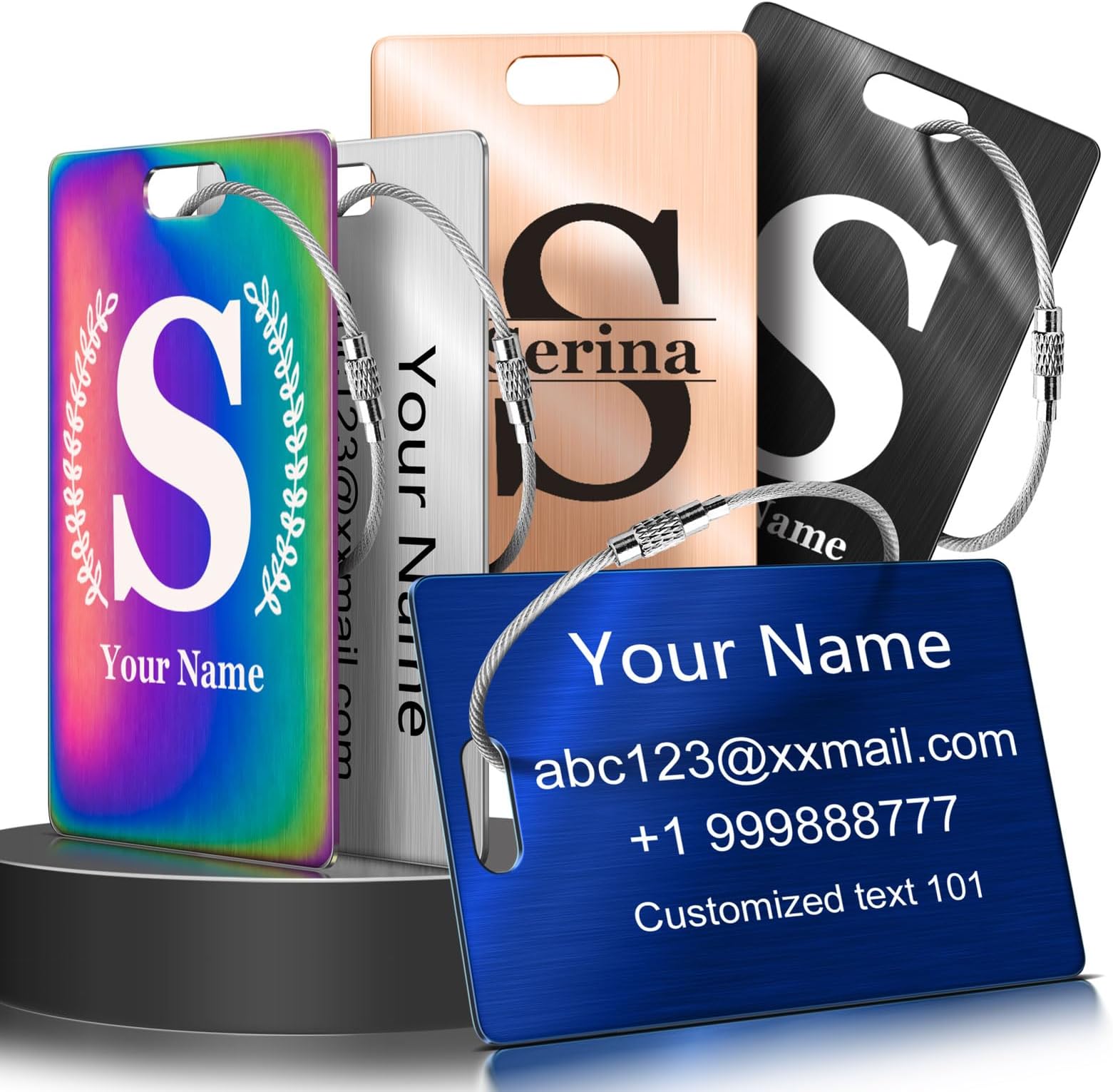 Amazon.com: Luggage Tags, Custom Name Number Luggage Tag, Personalized ...