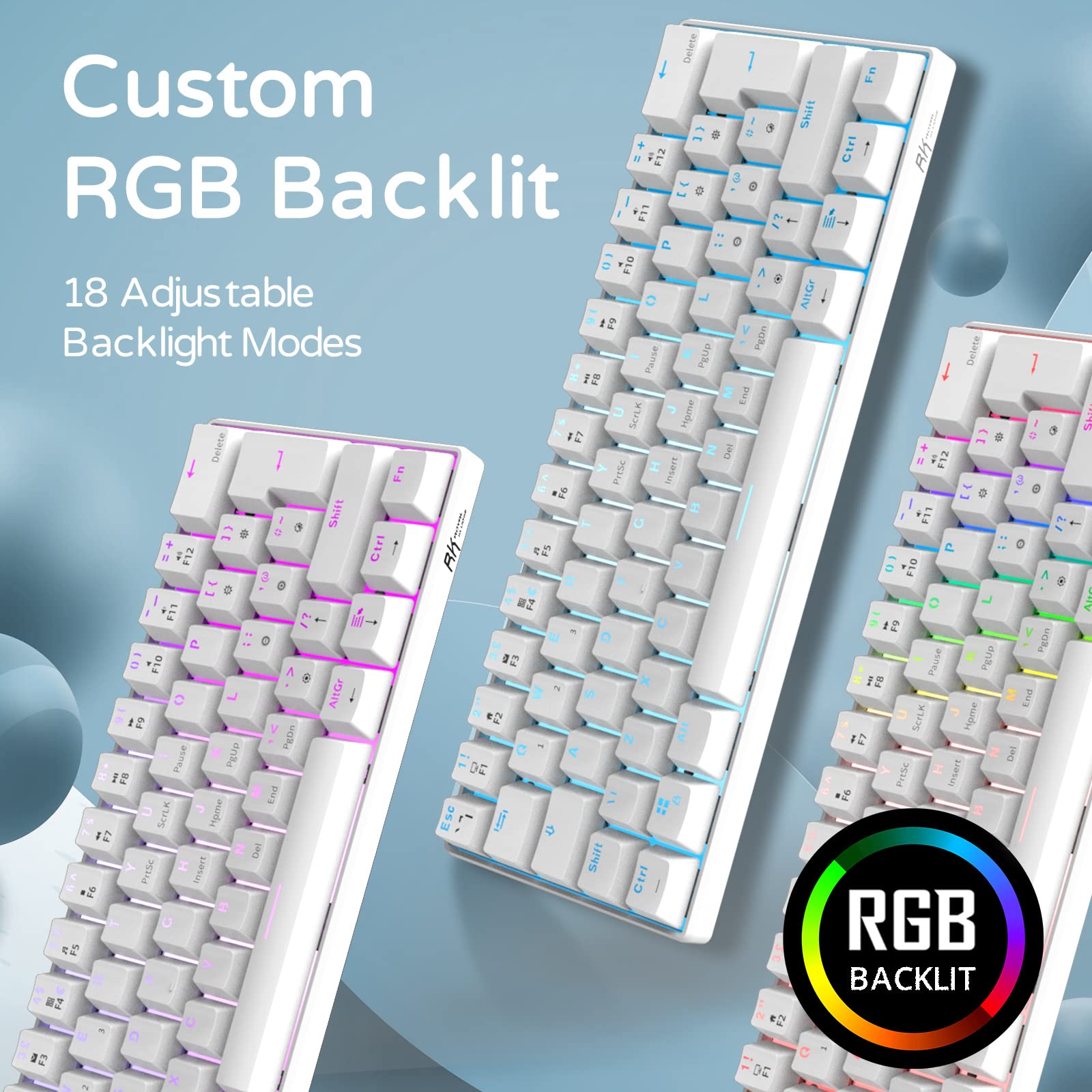 RK61 Mechanical Gaming Keyboard 2.4Ghz Wireless/Bluetooth/Wired 60% ...