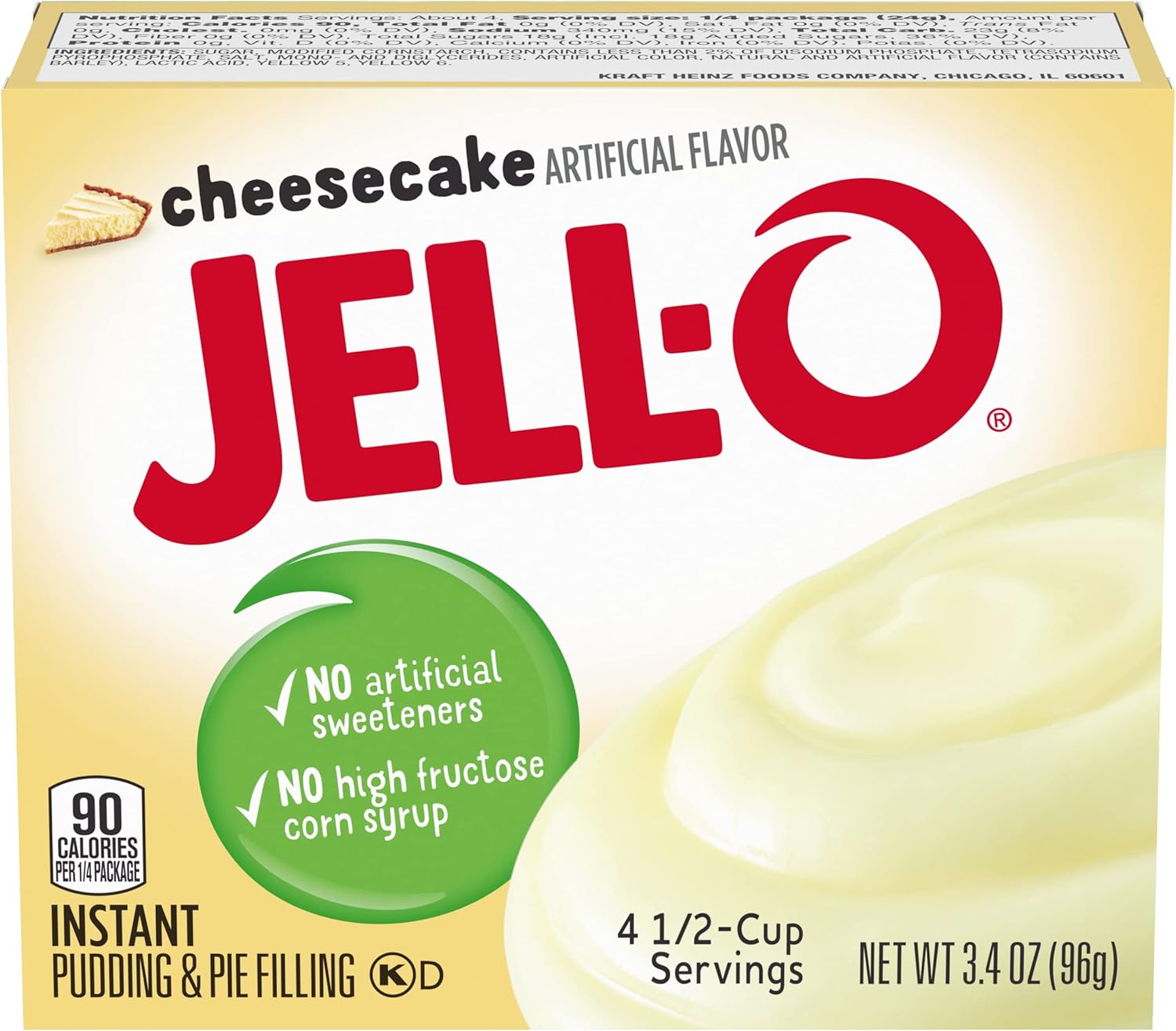 Jell-O Cheesecake Flavored Instant Pudding & Pie Filling, 3.4 oz Boxes ...
