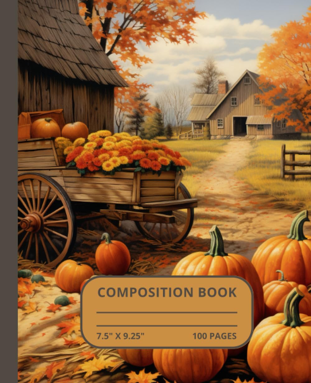 Composition Notebook Wide Ruled: Pumpkin Farm Fall Aesthetic Notebook ...