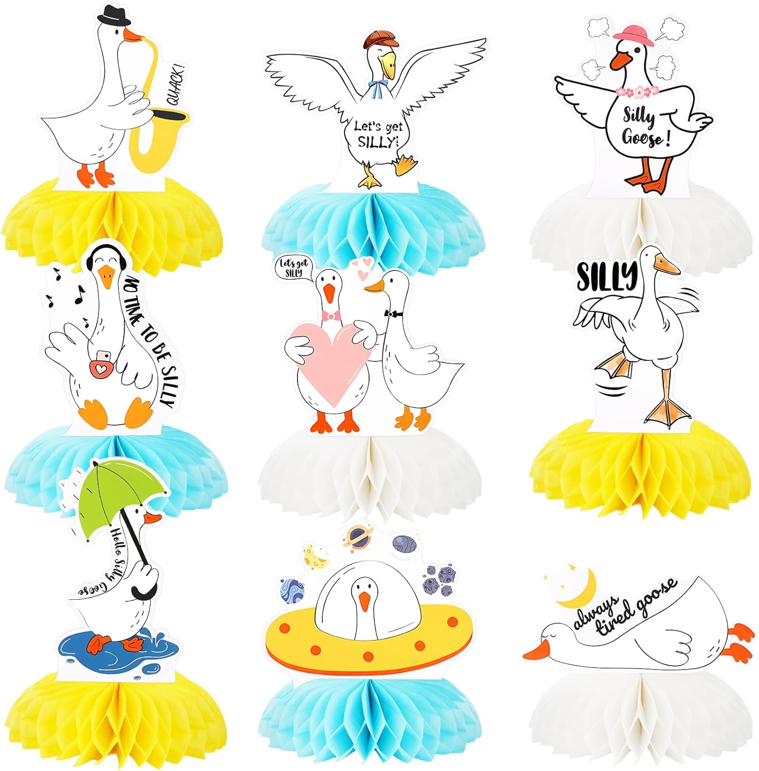 Amazon.com: 9Pcs Silly Goose Themed Honeycomb Centerpieces, Silly Goose ...