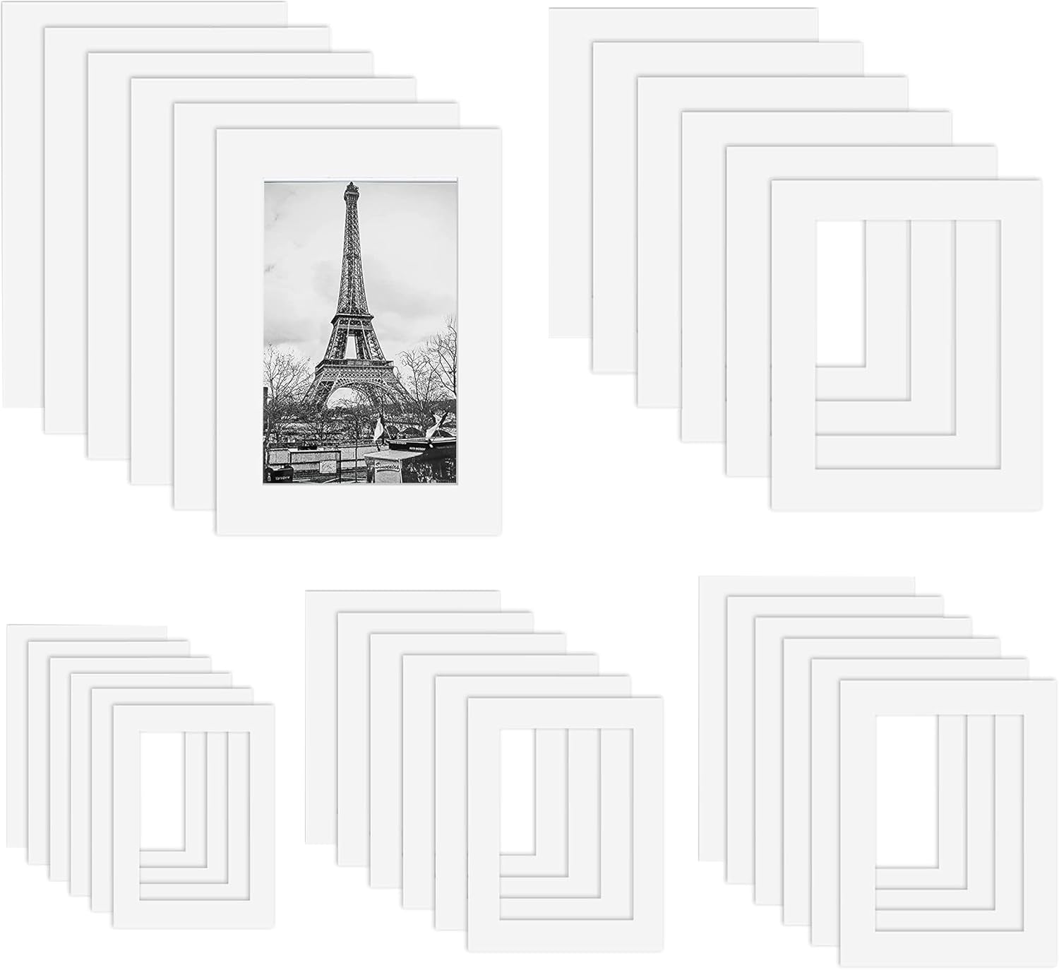 30 Pcs White Picture Photo Frame Mounts, 6″/7″/8″/10″/A4 Mount Picture ...